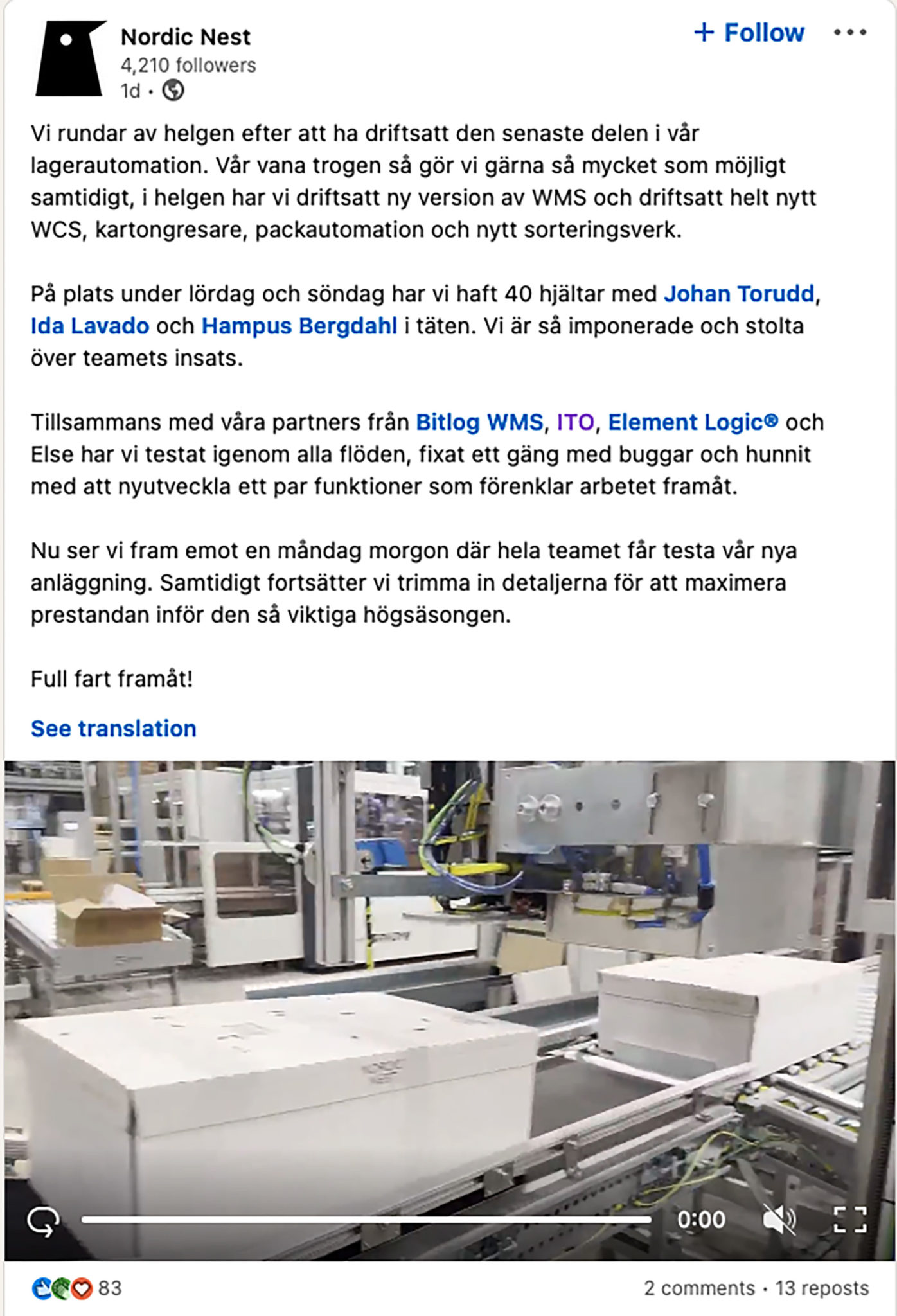 Driftsstart hos Nordic Nest - ITO